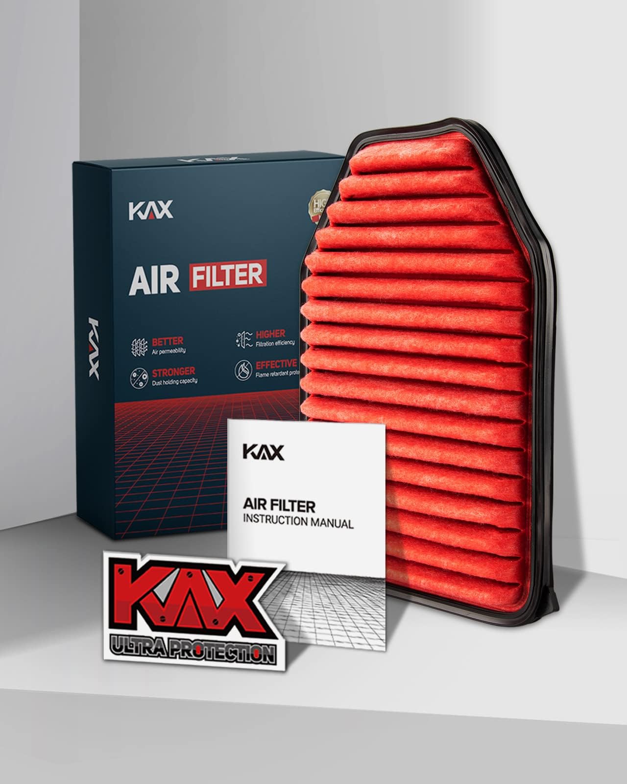 KAX Engine Air Filter, GAF059 (CA10348) Air Filter Replace for Wrangler V6(2007-2018), Wrangler JK (2018), 200% Longer Life