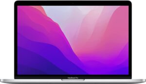 apple macbook pro 13-inch laptop with m2 chip: retina display, 8gb ram, 512gb ssd, touch bar, backlit keyboard, facetime hd camera silver (renewed)