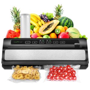 nutrichef vacuum sealer | automatic vacuum air sealing system for food preservation w/ starter kit | compact design | lab tested | dry & moist food modes | led indicator lights