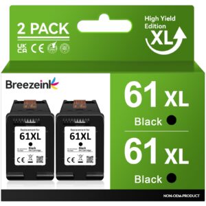 61xl black ink cartridges combo pack high yield replacement for hp ink 61 xl for envy 4500 4501 5530 4502 5534 5535 for officejet 4630 4635 for deskjet 1000 1010 1055 1510 3050 3510 printer (2 black)