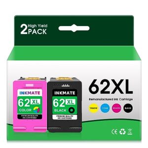 62xl ink cartridges comba pack replacement for hp 62xl ink 62xl works with hp envy 5540 5549 5640 5660 7640 7645 (2pack 1black,1color)