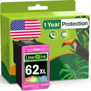 limeink 1 remanufactured ink cartridge replacement for hp 62xl ink cartridge color for hp ink 62 xl for hp ink cartridge for hp 62 color ink cartridges for hp envy 7640 printer for hp ink 62xl 1 color