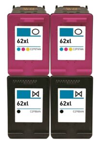 ocproducts refilled hp 62xl ink cartridge replacement for hp officejet 5742 5740 8040 envy 5540 5640 5660 7640 printers (2 black 2 color)