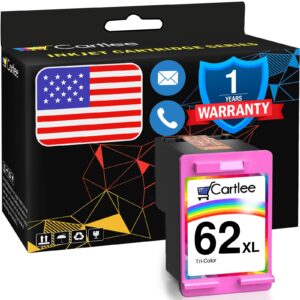 cartlee remanufactured ink cartridge replacement for hp 62xl ink cartridges color for hp envy 7640 printer for hp ink 62xl color inkjet cartridges for hp ink cartridges for hp ink 62 xl