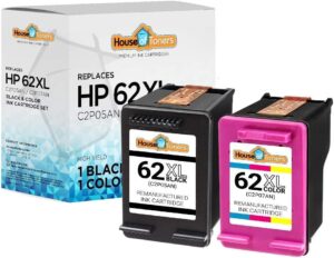 houseoftoners 62xl ink cartridges combo for hp ink 62 62xl high yield works with hp 62xl envy 5540 5640 5660 7644 7645 officejet 5740 5742 8040 8045 2 pack of (1 black and 1 color)