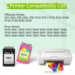 greencycle Remanufactured Ink Cartridge Replacement for HP 62XL 62 XL C2P05AN Compatible for Envy 5540 5640 5660 7644 7645 OfficeJet 5740 8040 OfficeJet 200 250 Series Printer (Black, 1 Pack)