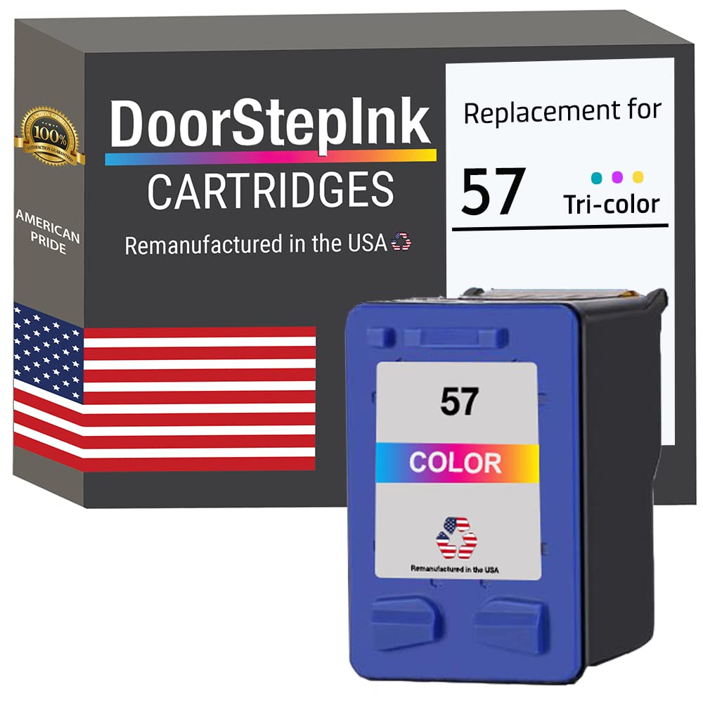 DoorStepInk Remanufactured in The USA Ink Cartridge Replacements for HP 57 1 Color C6657 for HP Deskjet 450 5150 5550 5650 OfficeJet 4110 4215 5505 Photosmart 7150 7260 7350 PSC 1110 1118 1200