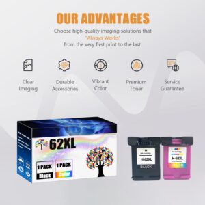 62XL Ink Cartridges Replacement for HP 62 Ink Cartridge Compatible for Envy 5540 5549 5640 5660 7640 7645 OfficeJet 5740 5741 8040 OfficeJet Mobile 250 200 Printers