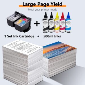 HEMEINY 62XL Ciss Ink Cartridges and Ink Refill Bottles Compatible with HP Envy 5540 5541 5542 5543 5544 5545 5547 5548 5549 5640 5642 5643 5644 5660 5661 5663 5664 5665 7640 7643 7644 7645 Printer