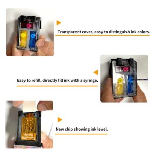 HEMEINY 62XL Ciss Ink Cartridges and Ink Refill Bottles Compatible with HP Envy 5540 5541 5542 5543 5544 5545 5547 5548 5549 5640 5642 5643 5644 5660 5661 5663 5664 5665 7640 7643 7644 7645 Printer