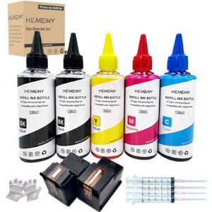 HEMEINY 62XL Ciss Ink Cartridges and Ink Refill Bottles Compatible with HP Envy 5540 5541 5542 5543 5544 5545 5547 5548 5549 5640 5642 5643 5644 5660 5661 5663 5664 5665 7640 7643 7644 7645 Printer