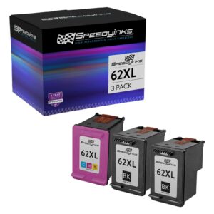 speedyinks remanufactured ink cartridge replacement for hp 62xl 62 xl c2p05an high yield to use with hp envy 7640 5660 5545 7644 7645 officejet 5740 5746 series printer (2 black, 1 tri-color, 3-pack)