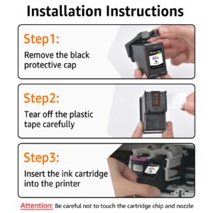 NineLeaf Remanufactured Ink Cartridge Replacement for HP 62XL 62 XL use in Envy 5540 5640 5660 7644 7645 OfficeJet 5740 8040 OfficeJet 200 250 Series Inkjet Printer（4 Pack Black