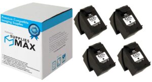 suppliesmax remanufactured replacement for hp envy 5540/5545/5640/5660/5665/7640/7645/8000/8005 black high yield inkjet (4/pk-600 page yield) (no. 62xl) (t0a52an_2pk)