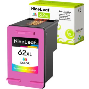 nineleaf remanufactured ink cartridge replacement for hp 62xl 62 xl use in envy 5540 5640 5660 7644 7645 officejet 5740 8040 officejet 200 250 series inkjet printer（1 pack tri-color