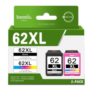 62xl ink cartridge combo pack (2 pack,1black/1tricolor) compatible ink cartridges replacement for hp 62xl ink cartridge for envy 7640 5540 5642 5660 officejet 250 5740 8040 printer