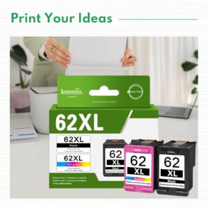 62XL Ink Cartridge Combo Pack (2 Pack,1Black/1Tricolor) Compatible Ink Cartridges Replacement for HP 62XL Ink Cartridge for Envy 7640 5540 5642 5660 OfficeJet 250 5740 8040 Printer