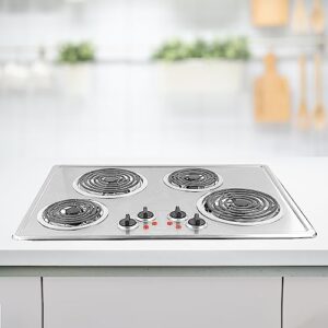 Summit CR430SS 30-inch Wide 230V 4-Burner Coil Electric Cooktop, Stainless-Steel Surface, Easy to Clean, Four Coil Burners Total 6000 Watts, Push-to-turn Solid Knobs, with Indicator Lights