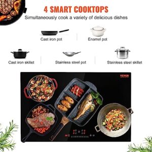 VEVOR Electric Cooktop, 4 Burners, 30'' Induction Stove Top, Built-in Magnetic Cooktop 7500W, 9 Heating Level Multifunctional Burner, LED Touch Screen w/Child Lock & Over-Temperature Protection