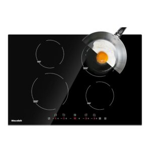 weceleh induction cooktop 30 inch with 4 burner, built-in induction stove top 220-240v, electric stove top with boost function, timer & kid safety lock, 9 power levels,7000w,(no plug)