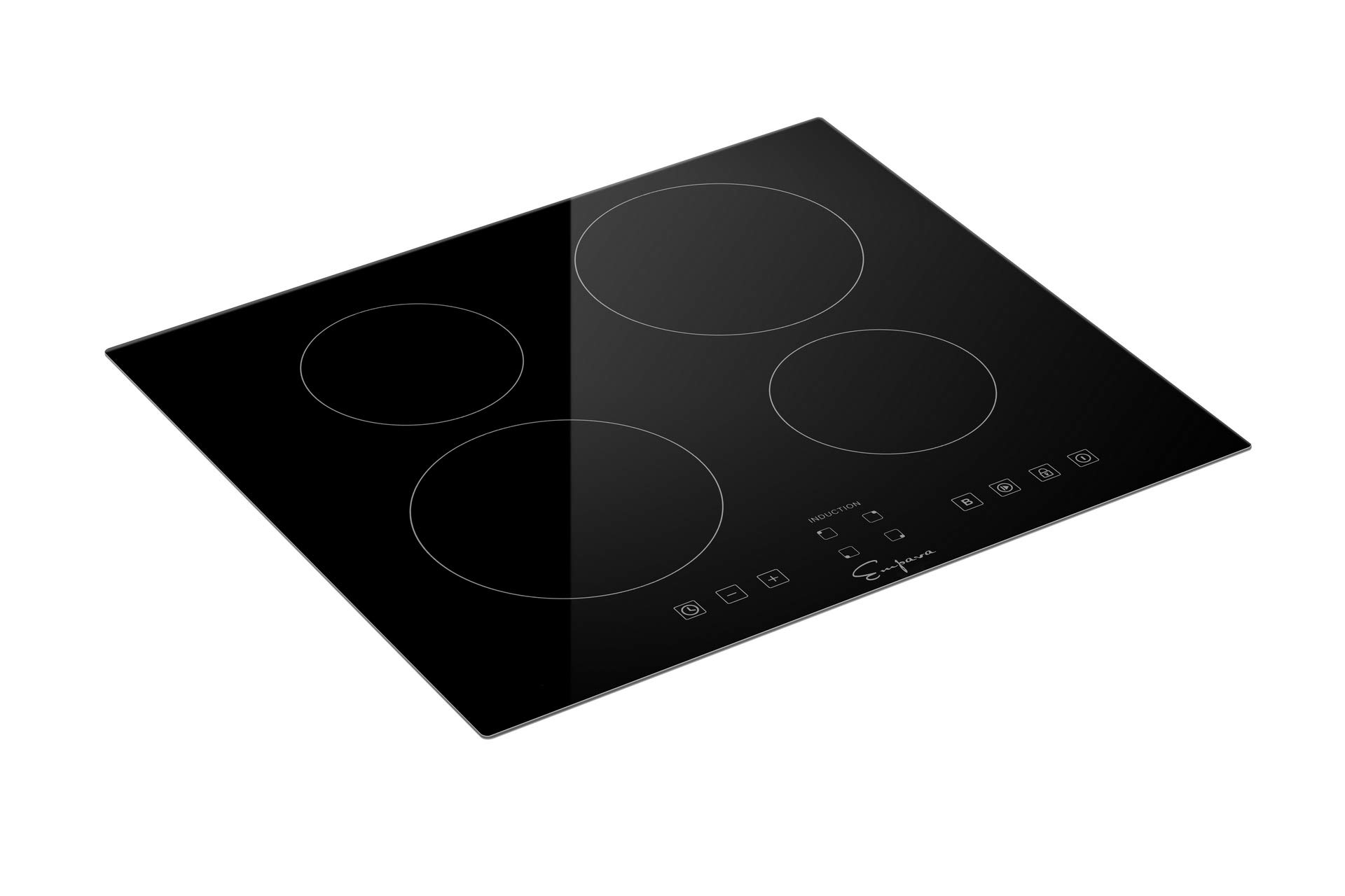 Empava 24" Stove Power Boost Vitro Ceramic Black Electric Induction Cooktop with 4 Booster Burners Smooth Surface Tempered Glass, 24 Inch