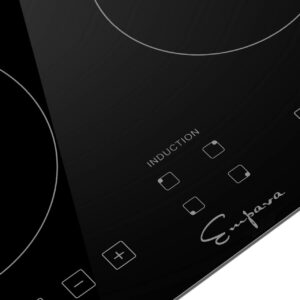 Empava 24" Stove Power Boost Vitro Ceramic Black Electric Induction Cooktop with 4 Booster Burners Smooth Surface Tempered Glass, 24 Inch