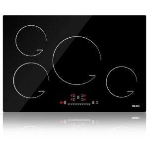 cooktop 30 inch induction cooktop，built-in 4 burner iseasy induction hob drop-in 4 burner induction stovetop, 9 power levels, sensor touch control, child safety lock, timer