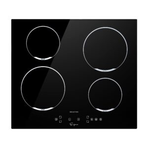 empava 24" built-in electric induction cooktop with 4 elements power boost burners in black vitro ceramic glass, 24 inch