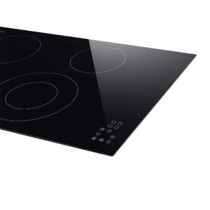 Empava Electric Stove 4 Burners Built in Radiant Cooktop including Dual Zone Element, All Kinds of Cookware, ETL Certified,240V Hard Wired, No Plug, 30 in, Black