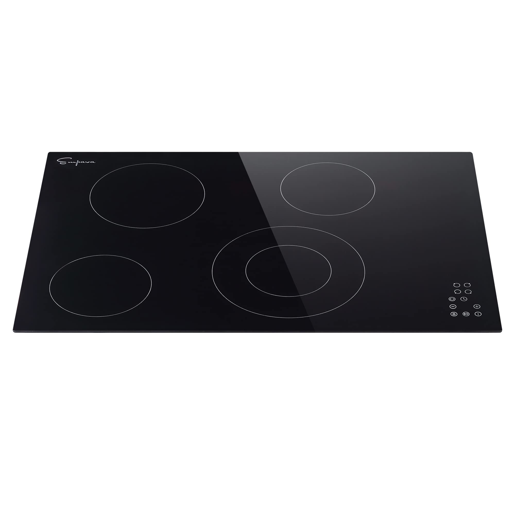 Empava Electric Stove 4 Burners Built in Radiant Cooktop including Dual Zone Element, All Kinds of Cookware, ETL Certified,240V Hard Wired, No Plug, 30 in, Black