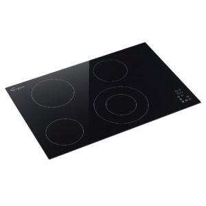 Empava Electric Stove 4 Burners Built in Radiant Cooktop including Dual Zone Element, All Kinds of Cookware, ETL Certified,240V Hard Wired, No Plug, 30 in, Black