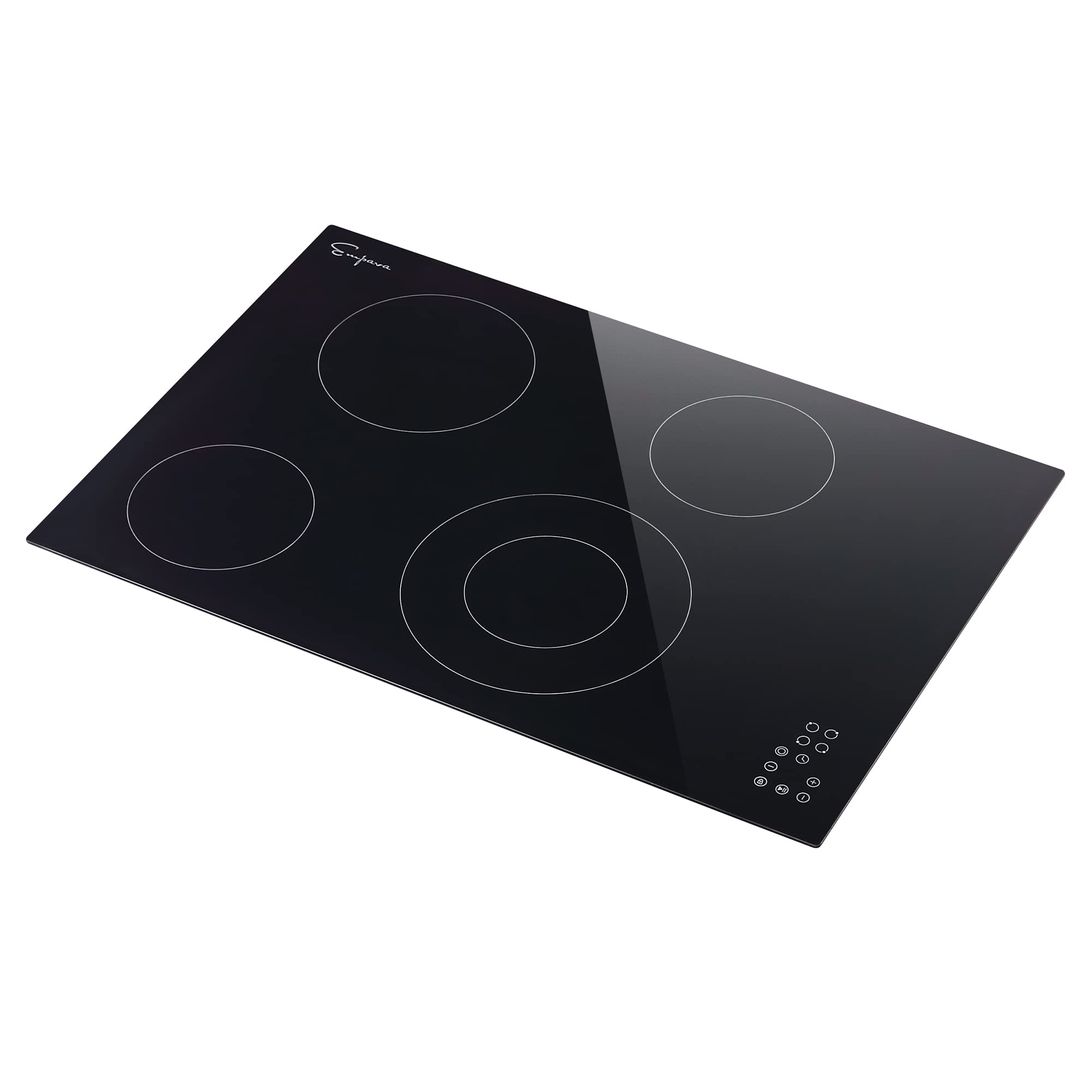 Empava Electric Stove 4 Burners Built in Radiant Cooktop including Dual Zone Element, All Kinds of Cookware, ETL Certified,240V Hard Wired, No Plug, 30 in, Black