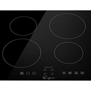 Empava 24” Electric Stove Induction Cooktop with 4 Power Boost Burners Smooth Surface Vitro Ceramic Glass in Black, 24 Inch