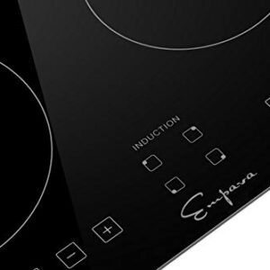 Empava 24” Electric Stove Induction Cooktop with 4 Power Boost Burners Smooth Surface Vitro Ceramic Glass in Black, 24 Inch