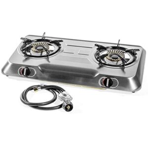 xtremepowerus double burner stove auto ignition cooktop outdoor propane tank camp stove propane burner portable stove burner