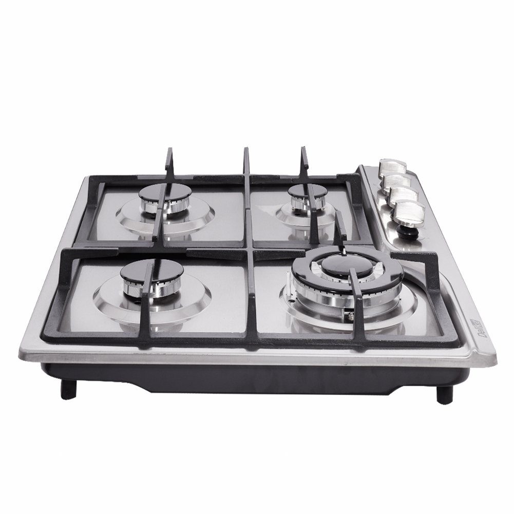 Deli-kit® 24 inch LPG/NG Gas Cooktop Dual Fuel Sealed 4 Burners Stainless Steel Gas Cooktop 4 Burners Drop-In Gas Hob DK245-A02 Gas Cooker