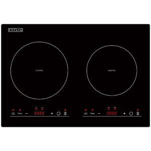 Empava Electric Stove Induction Cooktop Horizontal with 2 Burners in Black Vitro Ceramic Smooth Surface Glass 120V, 12 Inch