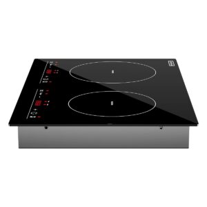 Empava Electric Stove Induction Cooktop Horizontal with 2 Burners in Black Vitro Ceramic Smooth Surface Glass 120V, 12 Inch