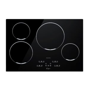 empava 30" electric induction cooktop built-in modular stovetop with 4 elements 9 power level boost burners in black vitro ceramic glass, 30 inch