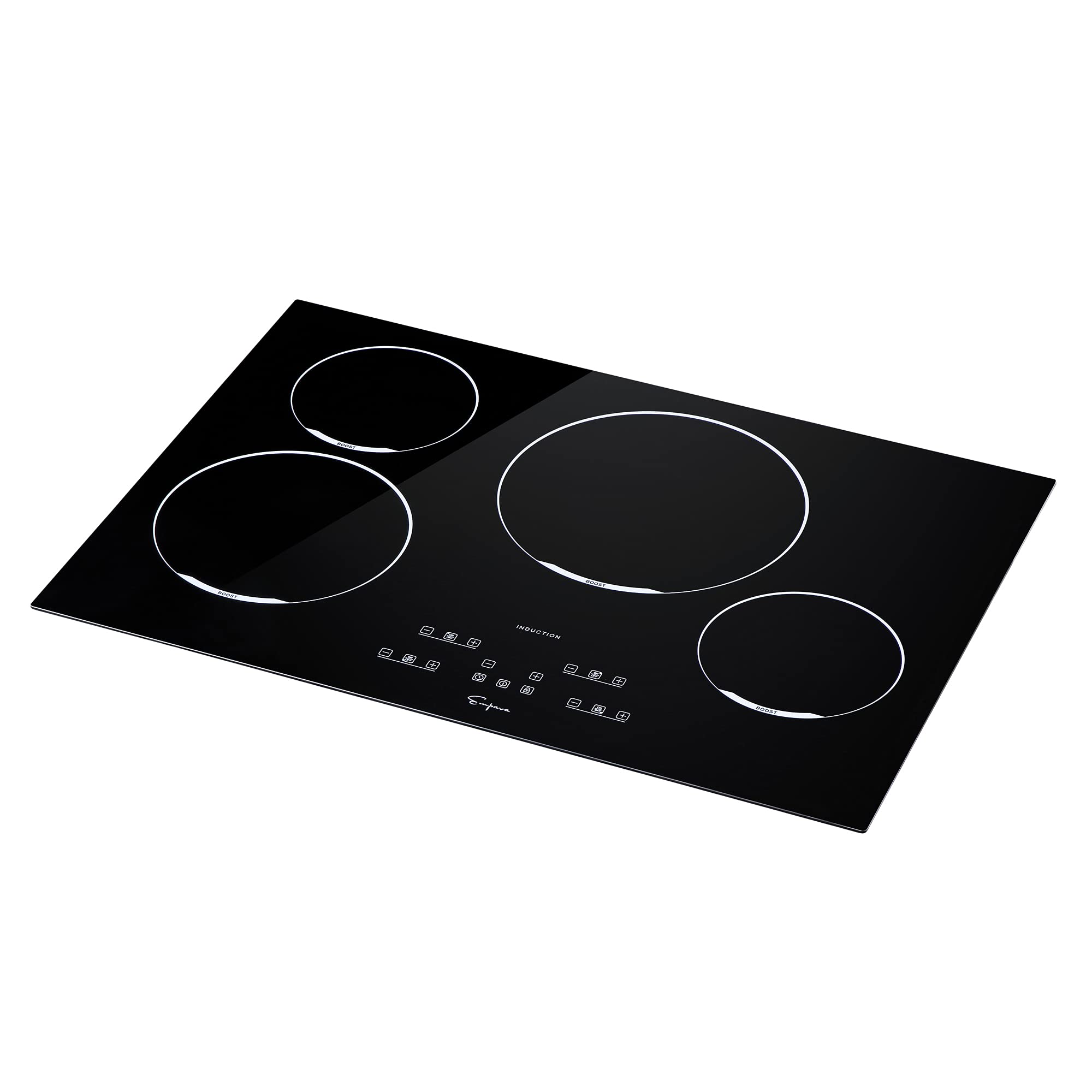 Empava 30" Electric Induction Cooktop Built-in Modular Stovetop with 4 Elements 9 Power Level Boost Burners in Black Vitro Ceramic Glass, 30 Inch