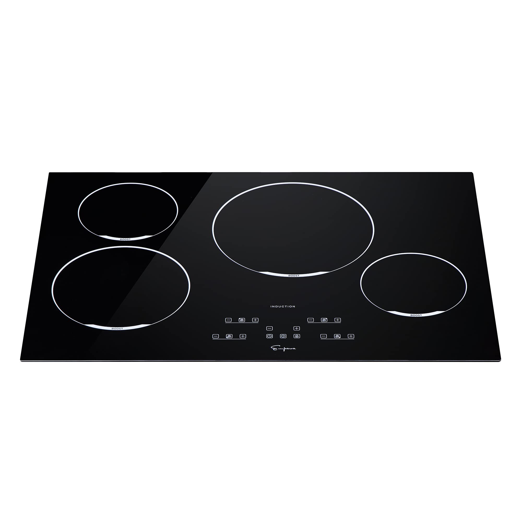 Empava 30" Electric Induction Cooktop Built-in Modular Stovetop with 4 Elements 9 Power Level Boost Burners in Black Vitro Ceramic Glass, 30 Inch