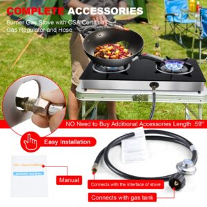 Propane Gas Cooktop 2 Burners Stove portable gas stove Tempered Glass Double Auto Ignition Camping Burner LPG for RV, Apartments, Outdoor