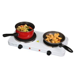 megachef portable easy clean dual electric cooktop countertop burner stove