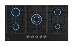 empava 30" gas stove cooktop lpg/ng convertible with 5 italy sabaf burners tempered glass in black, 30 inch