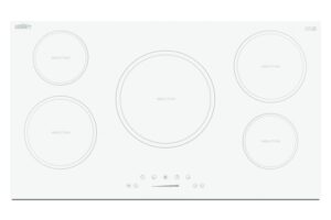 summit sinc5b36w 36-inch 5 burner digital electric induction cooktop, white ceramic glass, 208v-240v, 9300w, child lock, energy efficient, timer, easy to clean