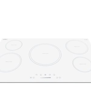 Summit SINC5B36W 36-inch 5 burner Digital Electric Induction Cooktop, White Ceramic Glass, 208V-240V, 9300W, Child lock, Energy Efficient, Timer, Easy to Clean