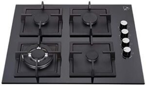 k&h 4 burner 24 inch built-in lpg/propane gas stove top glass surface cast iron cooktop ul/etl certified 4-gcw-lpg