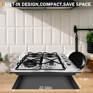 4 Burner Gas Stove Gas Cooktop 24 Inch, Stainless Steel Built-in Gas Hob for LPG/NG Dual Fuel, Natural Gas/Propane Cooktop with Flame-out Protection for Kitchen Apartmen, Easy to Clean, 110v