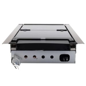 RecPro RV Built In Gas Cooktop | 2 Burner or 3 Burner | RV Cooktop Stove | 6,500 and 8,000 BTU Burners | Cover Included (Black, 2-Burner)