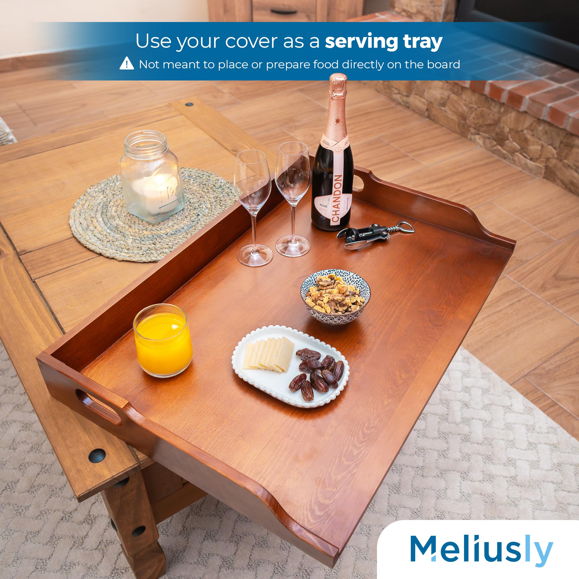 Meliusly® Solid Wood Stove Top Cover Board (30x22 inches, Solid Pine) for Electric and Gas Stove, Large Oven Noodle Covers Farmhouse Stovetop Tray